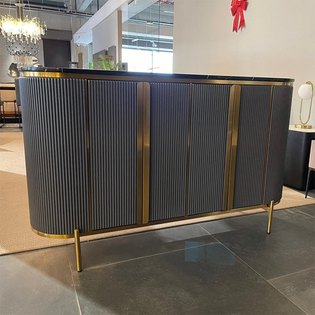 COMODA GEORGIA 150 CM - BLAT MARMURA NEAGRA / FURNIR GRI