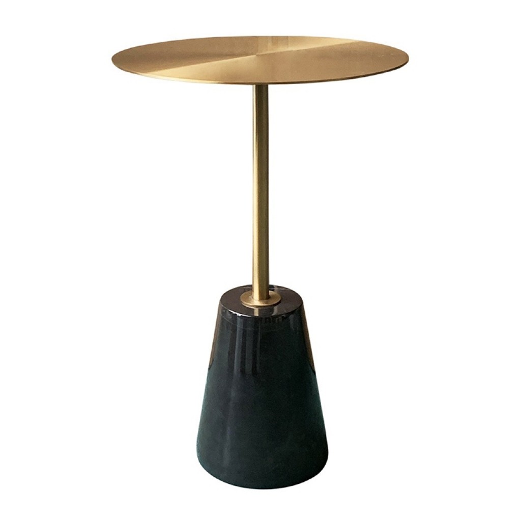 MASA DE CAFEA ALMERIA CU BLAT METALIC SI PICIOR MARMURA NATURALA NEAGRA